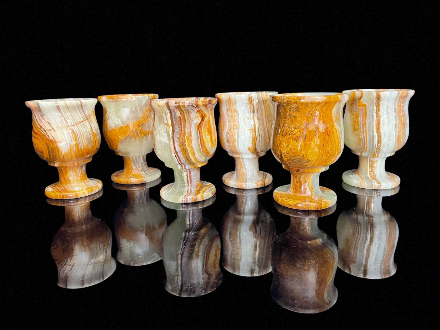 Banded Onyx Goblet // Set of Six - Astro West