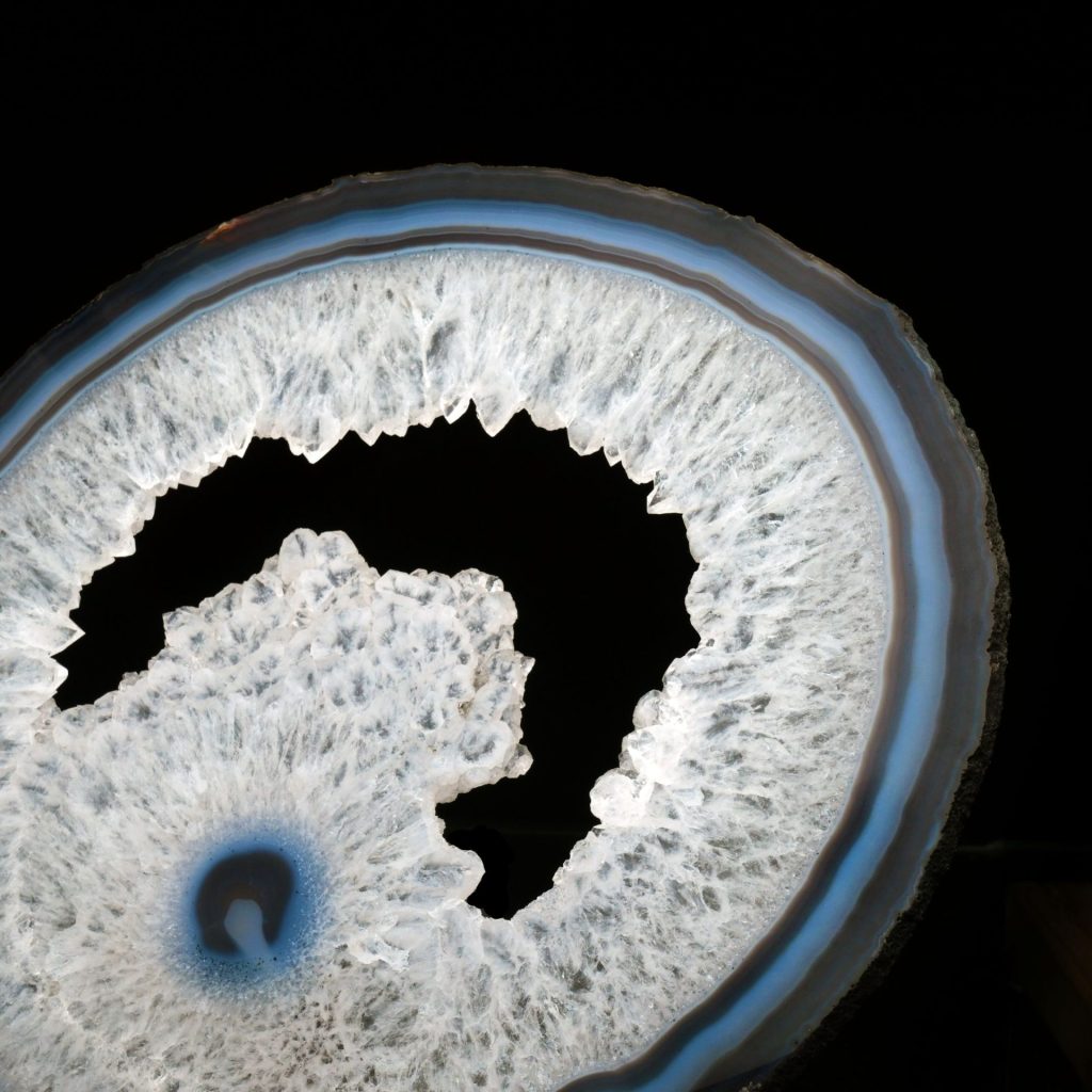 Large Polished Agate Geode Slice with Quartz Center – 2.97 lb - Astro West