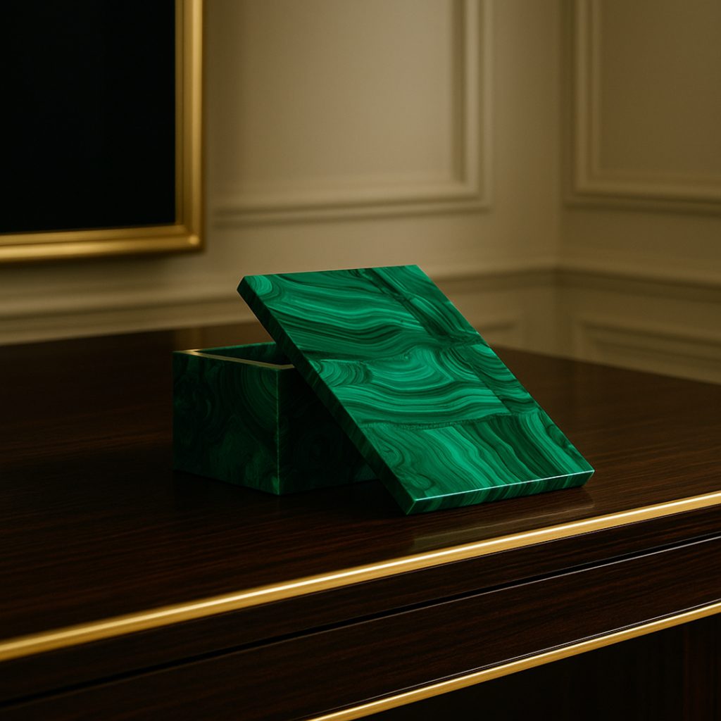 Hand‑Carved Malachite Box – Natural Stone Keepsake Storage - Astro West