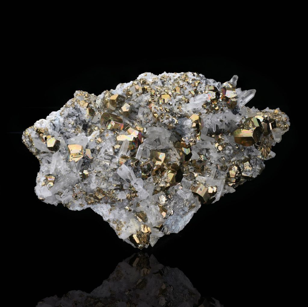 Pyrite on Quartz from Indonesia – Natural Crystal Cluster Specimen ...